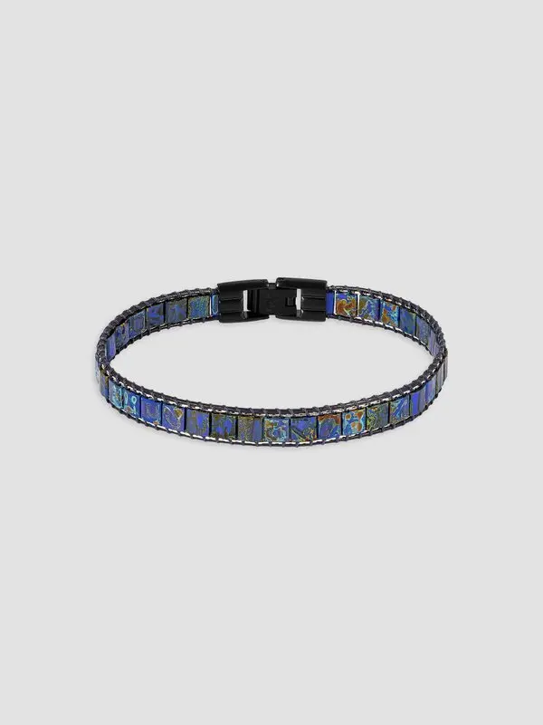 Tateossian Rt Ip Stainless Steel & Mosaic Glass Bead Bracelet