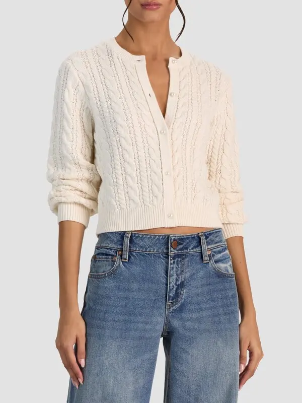 Alice + Olivia Doris Cable-knit Cardigan