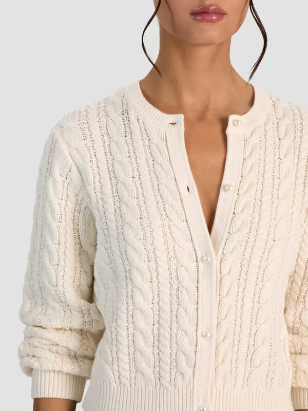 Alice + Olivia Doris Cable-knit Cardigan