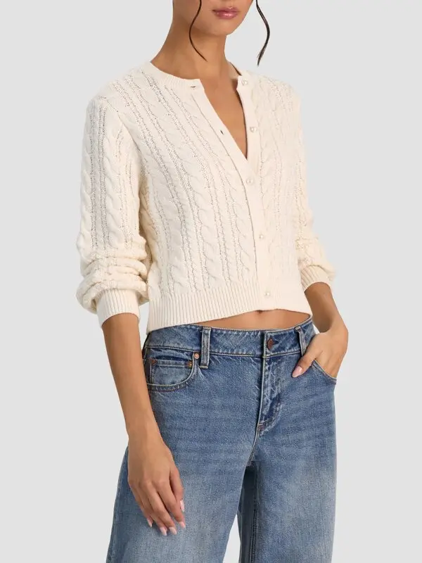 Alice + Olivia Doris Cable-knit Cardigan