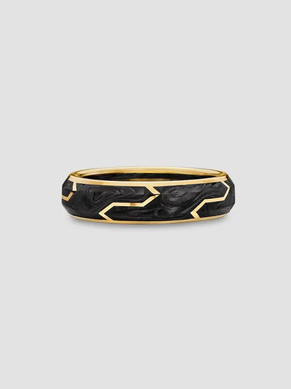 David Yurman Forged Carbon Band Ring With 18k Yellow Gold