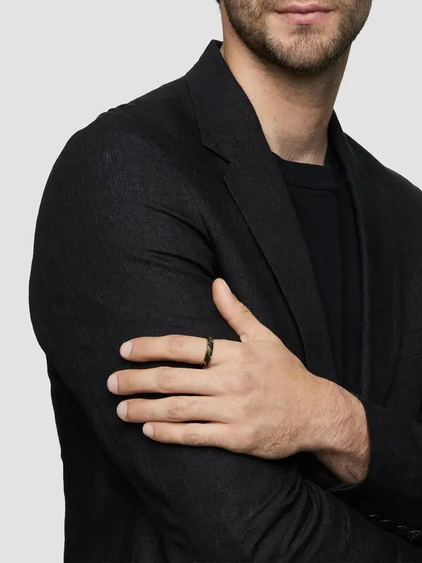 David Yurman Forged Carbon Band Ring With 18k Yellow Gold