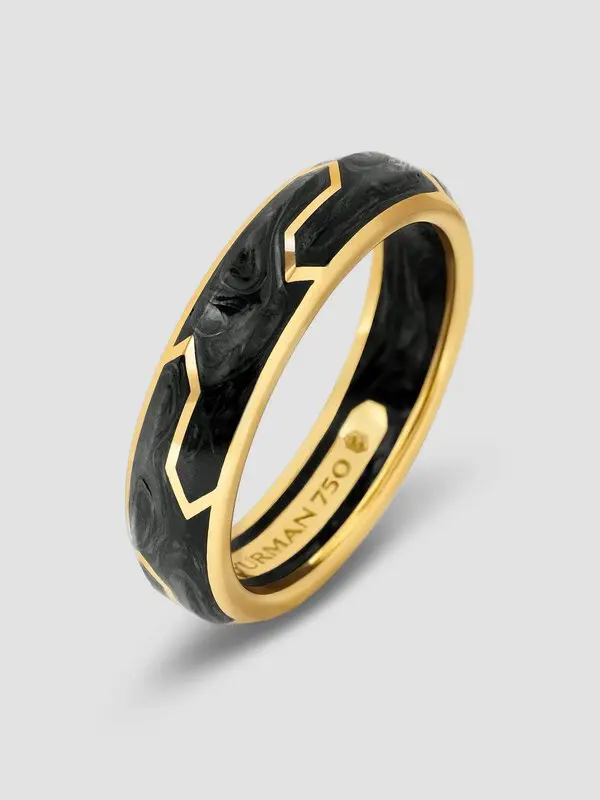 David Yurman Forged Carbon Band Ring With 18k Yellow Gold