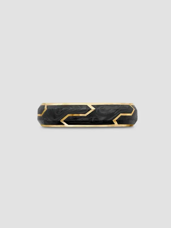 David Yurman Forged Carbon Band Ring With 18k Yellow Gold