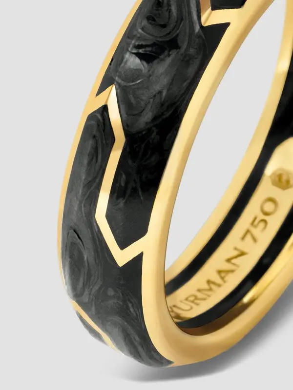 David Yurman Forged Carbon Band Ring With 18k Yellow Gold