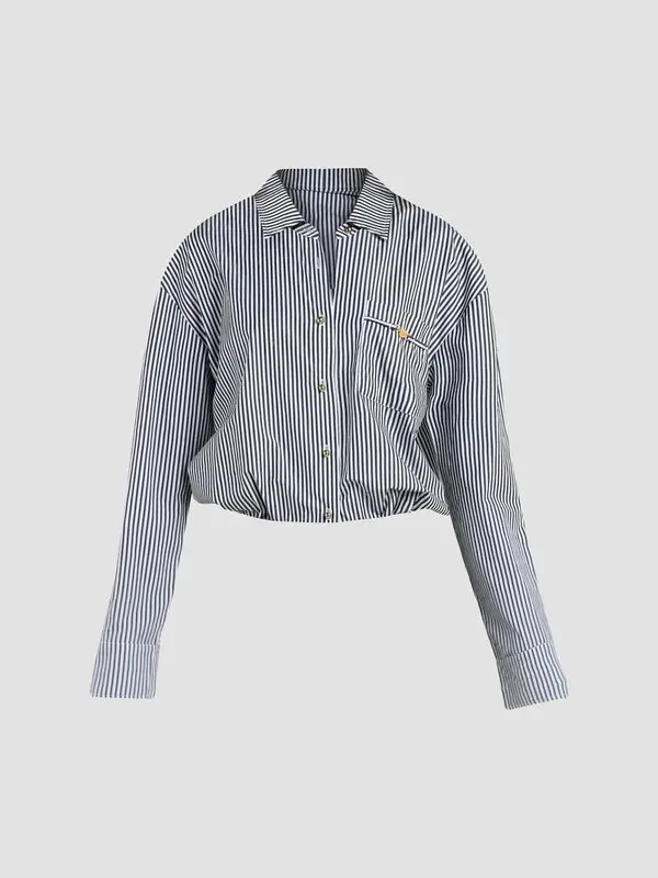 L'Agence Lorena Voyage Striped Cotton Cover-up Shirt