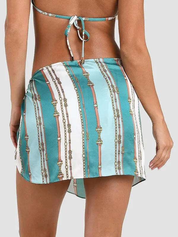 L'Agence Marceline Belt-print Satin Pareo