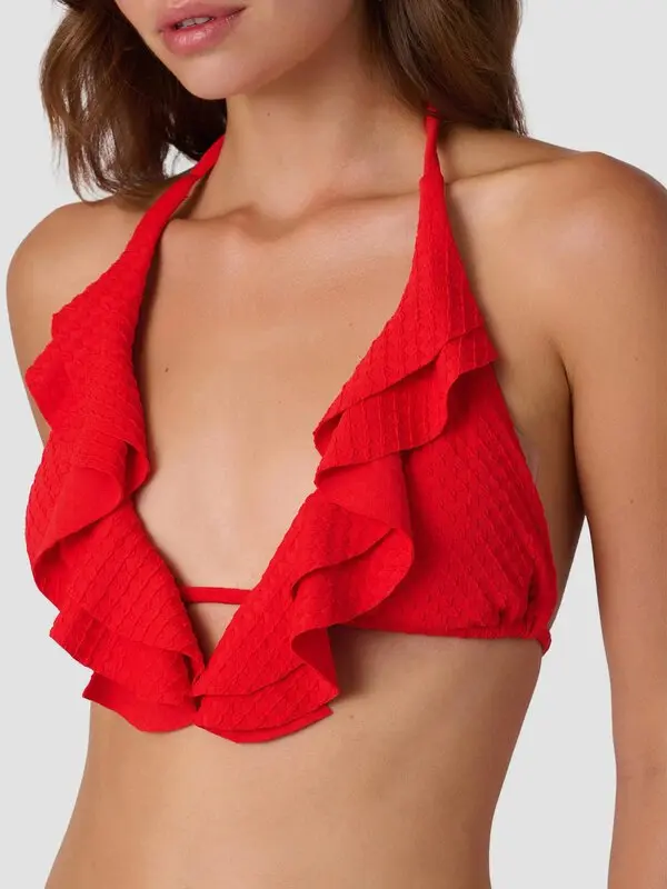Shoshanna Ruffled Halterneck Bikini Top