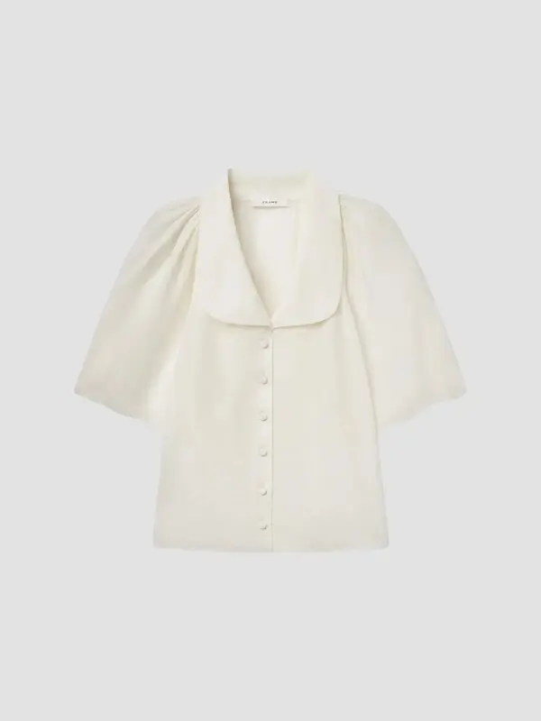 FRAME Silk Peter Pan-collar Gala Shirt