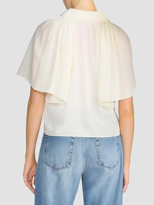 FRAME Silk Peter Pan-collar Gala Shirt