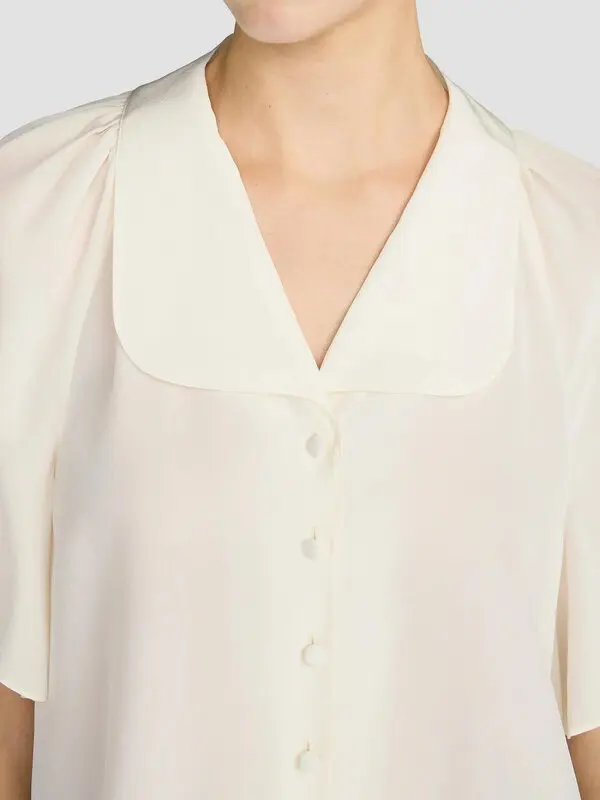 FRAME Silk Peter Pan-collar Gala Shirt