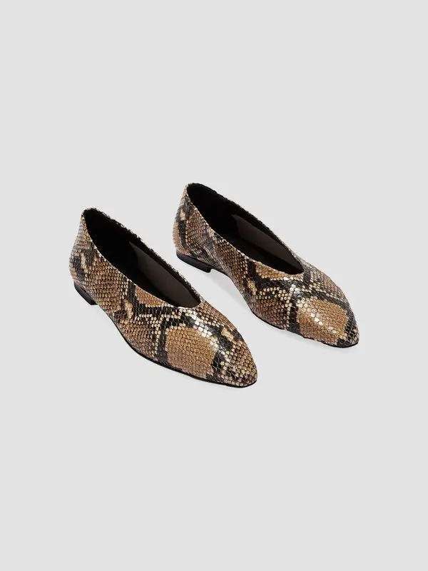 AeydĒ Betty Snake-embossed Leather Flats