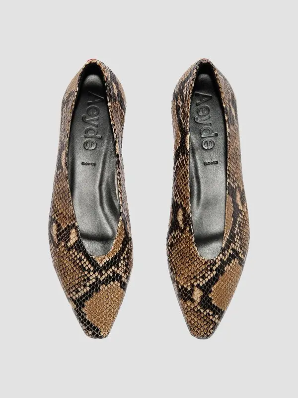 AeydĒ Betty Snake-embossed Leather Flats