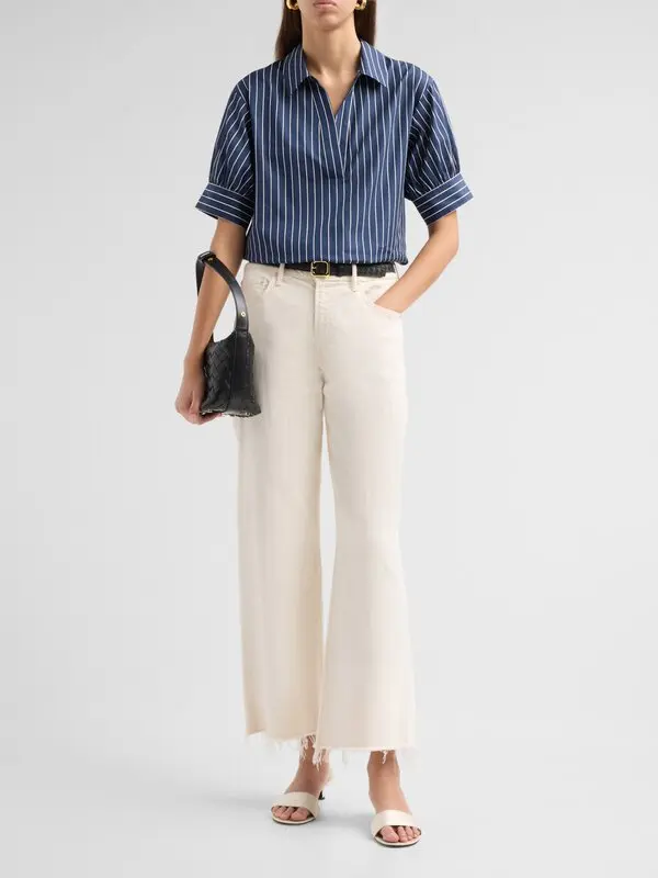 FRAME The Popover Striped Cotton Top