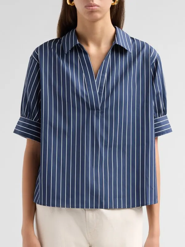 FRAME The Popover Striped Cotton Top