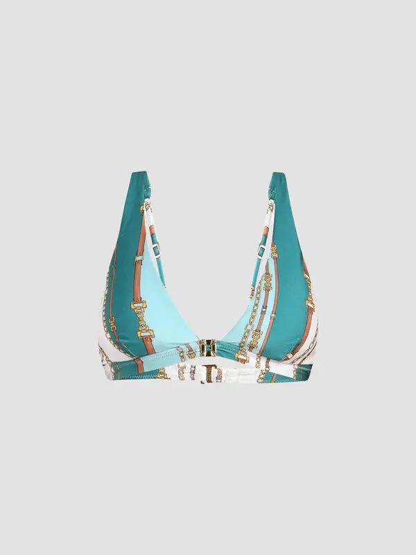 L'Agence Belt Stripe Lexie V-neck Bikini Top