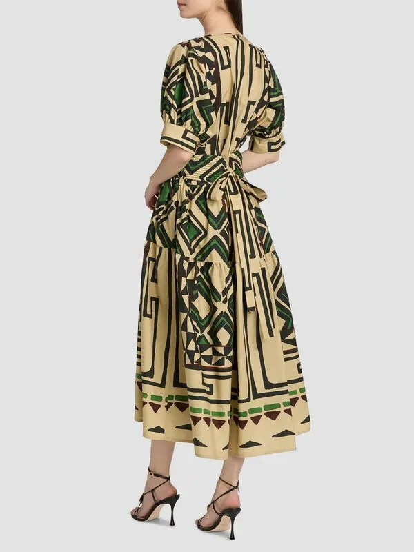 MAISON COMMON Abstract-print Cotton A-line Midi-dress