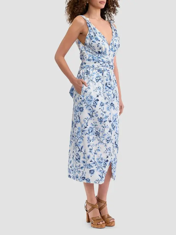Rebecca Taylor Emelia Floral Cotton Wrap Midi-dress