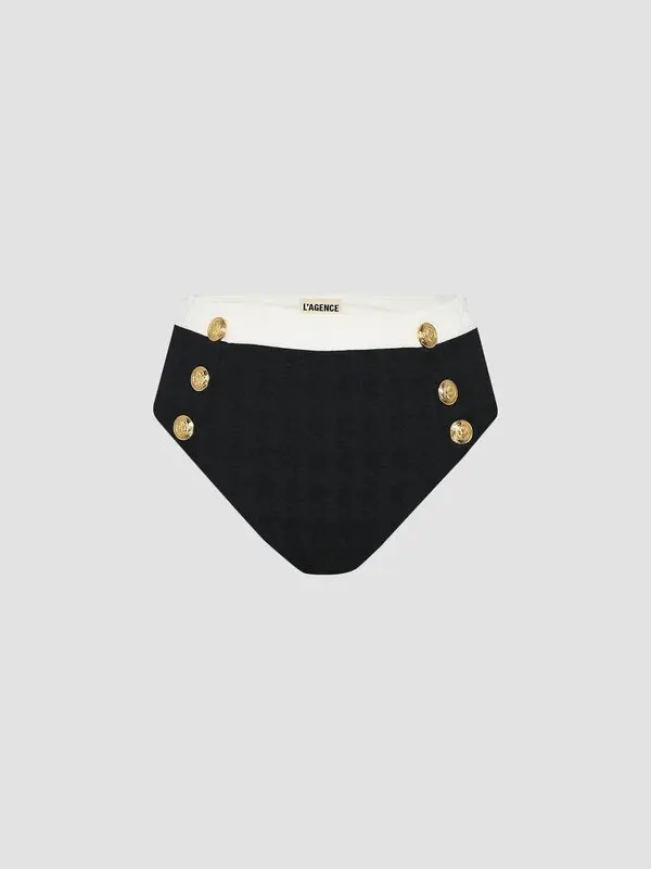 L'AGENCE Colorblock Chic Vanessa High-waisted Bikini Bottom - Black