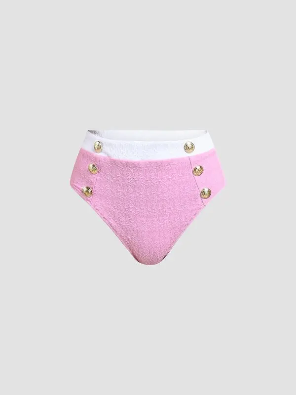L'Agence Colorblock Chic Vanessa High-waisted Bikini Bottom - Blush