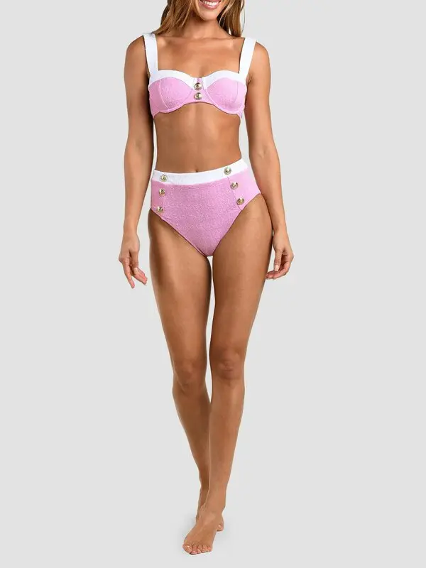 L'Agence Colorblock Chic Vanessa High-waisted Bikini Bottom - Blush