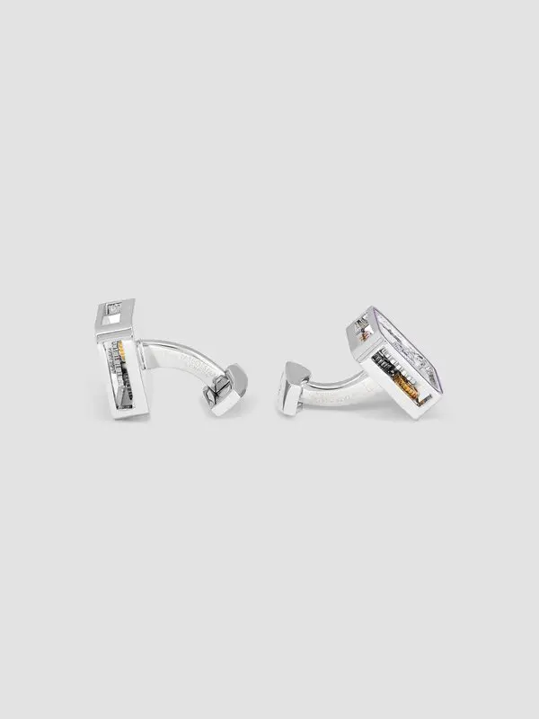 Tateossian Silvertone & Enamel Gear Cufflinks