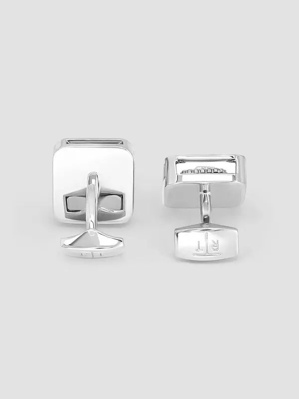 Tateossian Silvertone & Enamel Gear Cufflinks