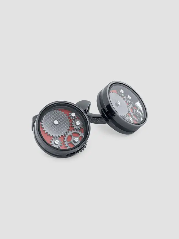 Tateossian Ip Black & Enamel Gear Cufflinks