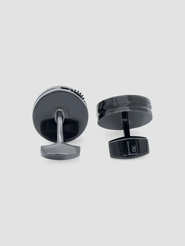 Tateossian Ip Black & Enamel Gear Cufflinks