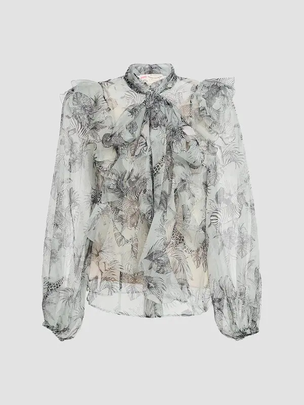 MAISON COMMON Floral Silk Organza Blouse
