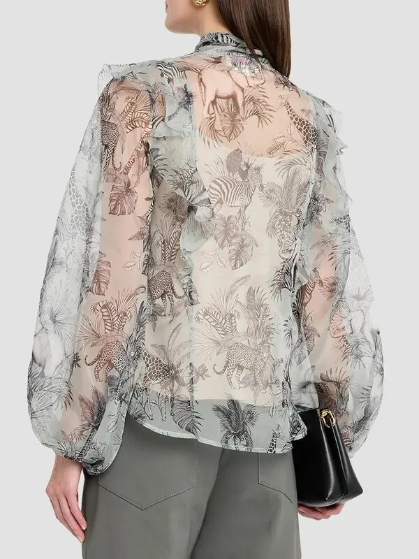 MAISON COMMON Floral Silk Organza Blouse