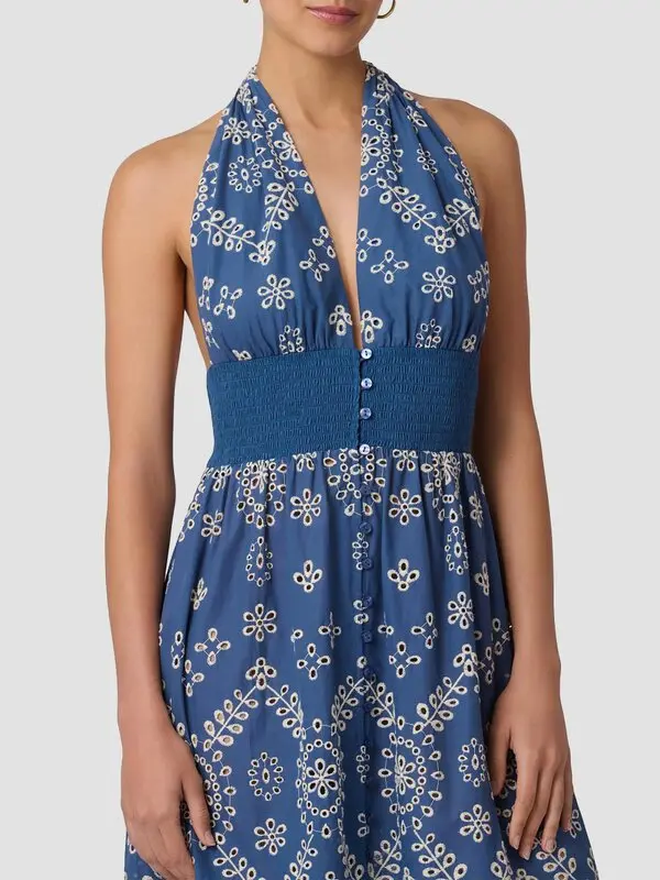 Shoshanna Floral Cotton Halterneck Maxi-dress