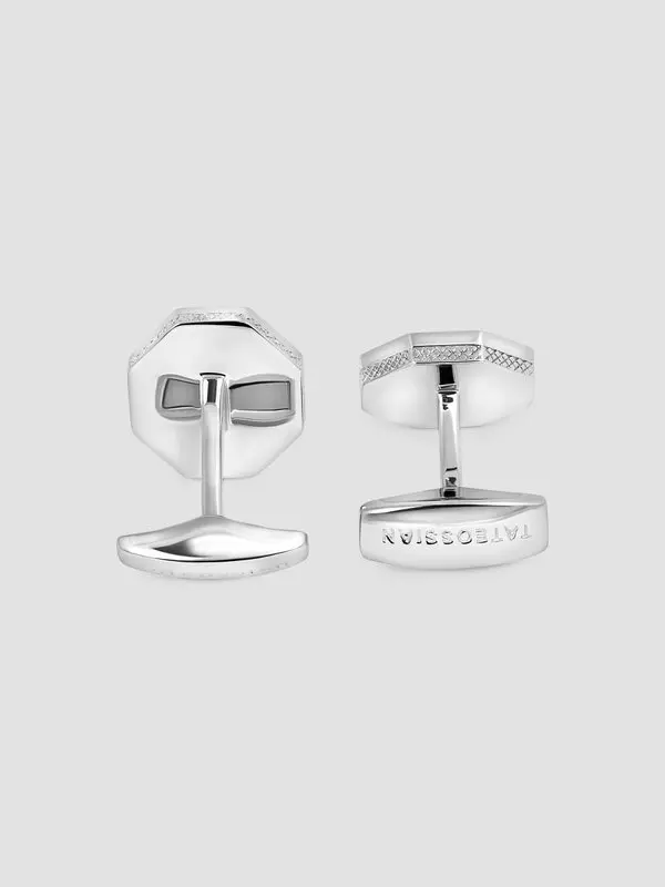Tateossian Rhodium-plated Sterling Silver & Goldstone Octagon Cufflinks