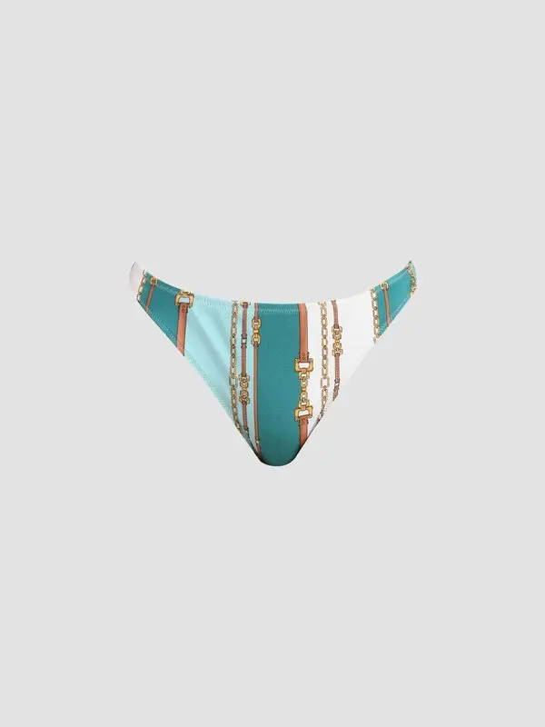 L'Agence Belt Stripe Jean Scoop Bikini Bottom