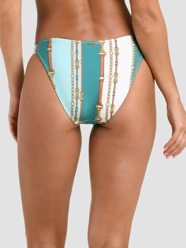 L'Agence Belt Stripe Jean Scoop Bikini Bottom