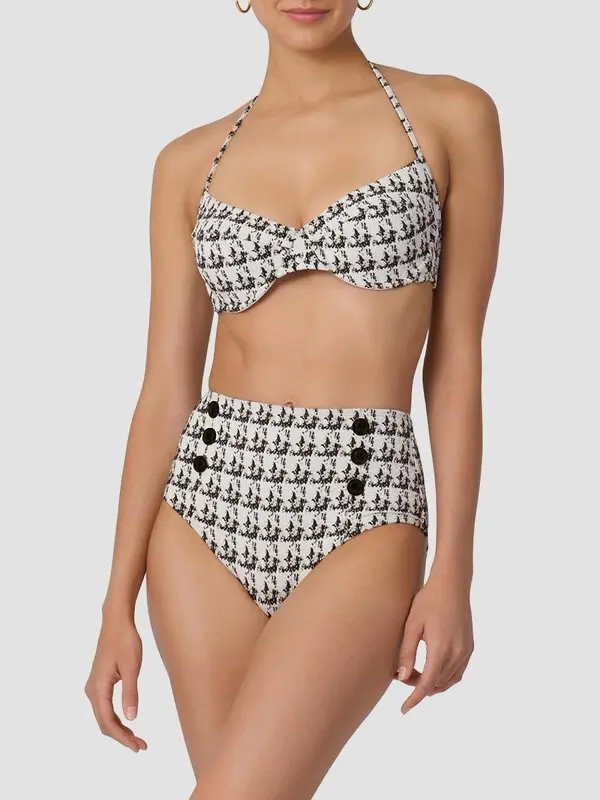 Shoshanna Houndstooth Halterneck Bikini Top