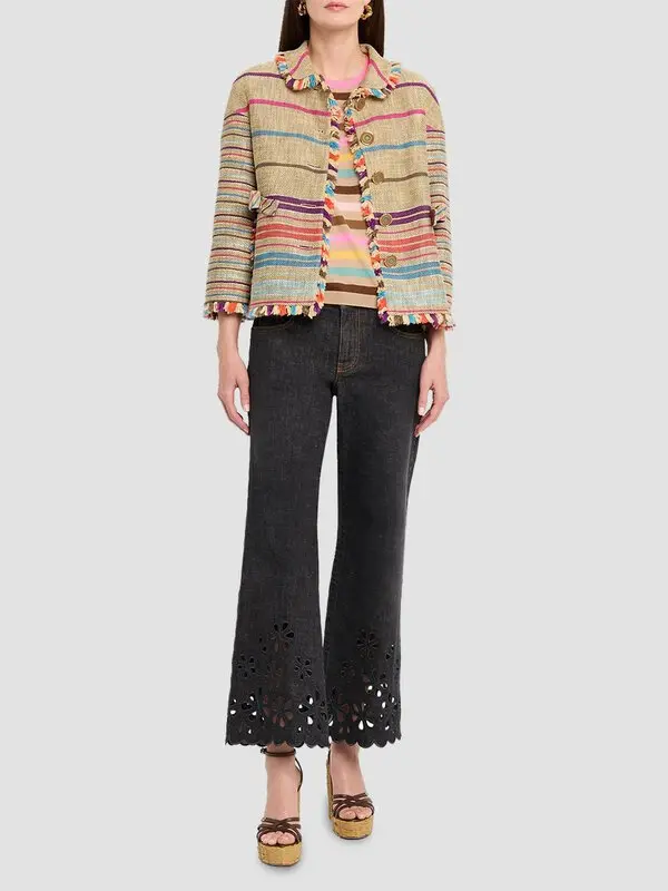 MAISON COMMON Floral Broderie Anglaise Crop Jeans