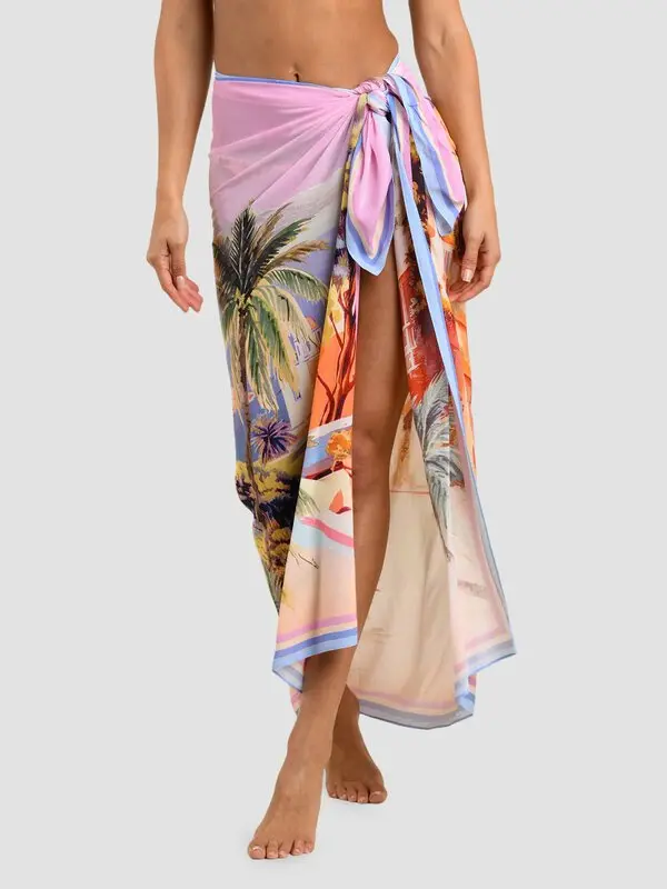 L'Agence Maribel Postcard-print Long Pareo