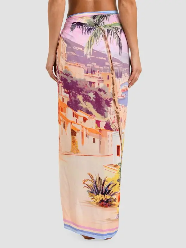 L'Agence Maribel Postcard-print Long Pareo