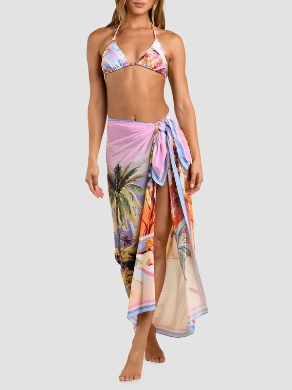 L'Agence Maribel Postcard-print Long Pareo