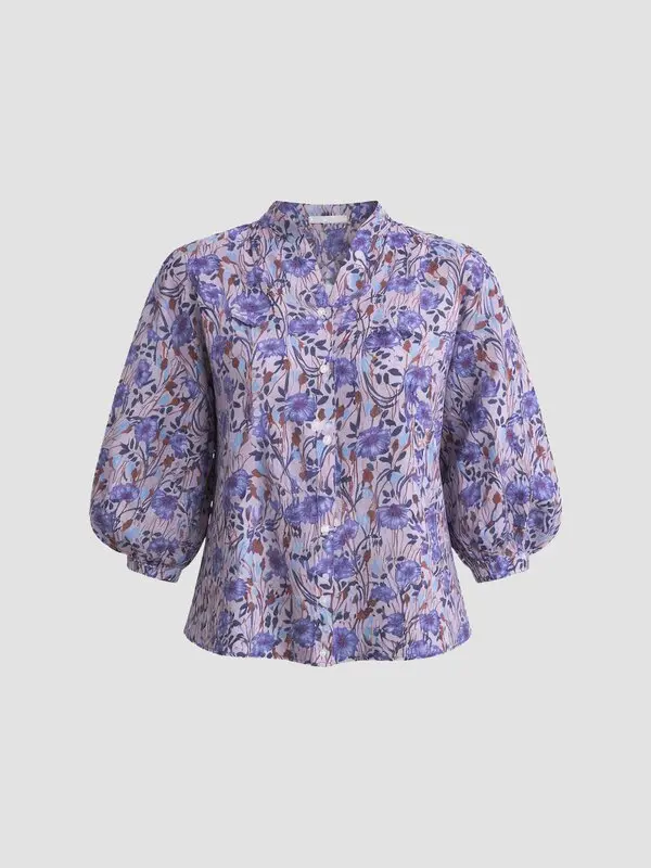 Rebecca Taylor Daphne Floral Cotton-silk Blouse