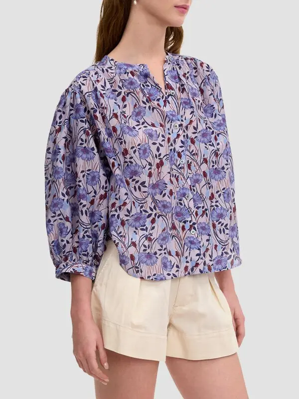 Rebecca Taylor Daphne Floral Cotton-silk Blouse