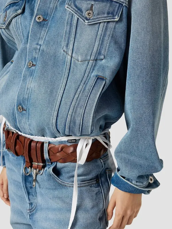 Miu Miu Washed Denim And Suede Blouson Jacket