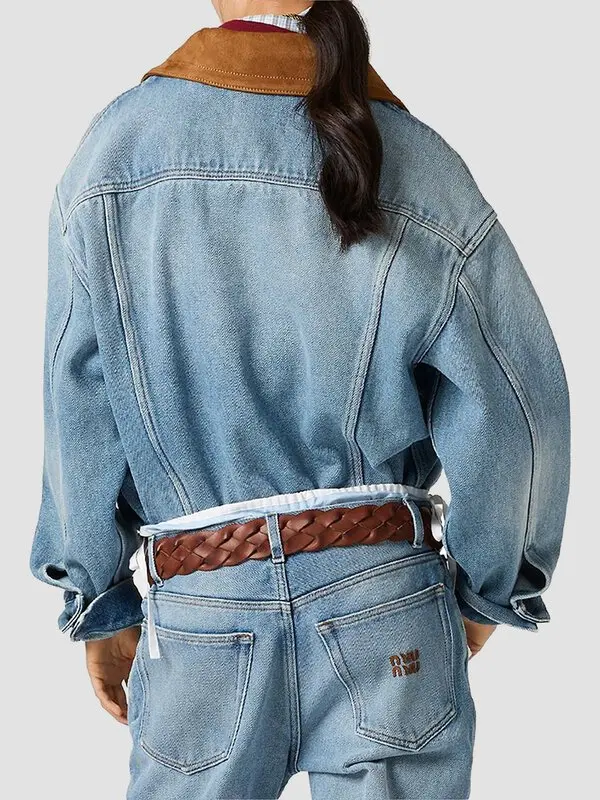 Miu Miu Washed Denim And Suede Blouson Jacket