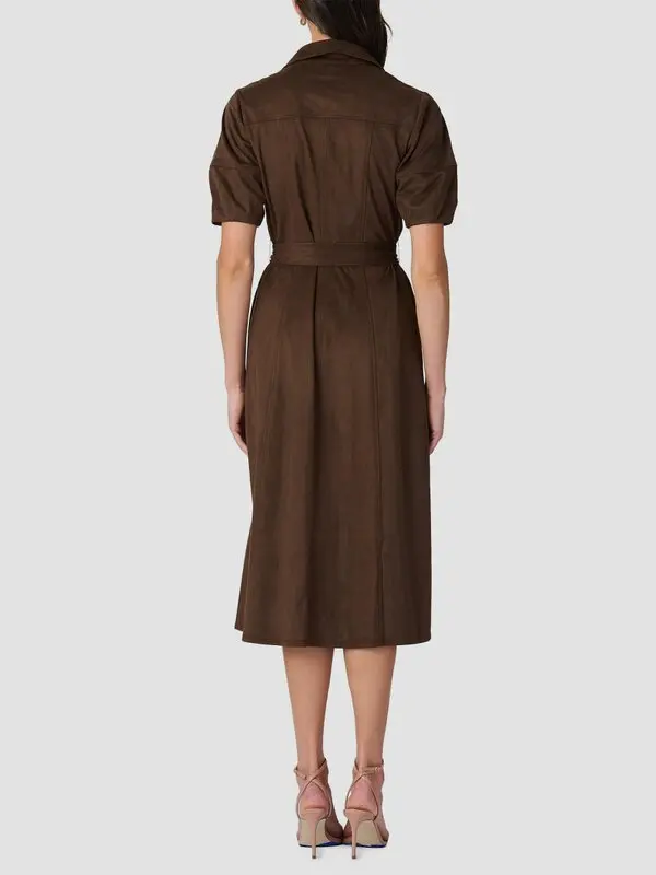 Shoshanna Mara Faux-suede Button-front Midi-dress