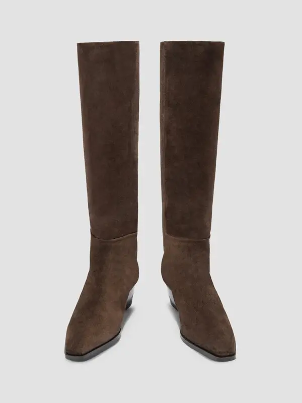 AeydĒ Medea 90mm Suede Knee-high Boots - Brown