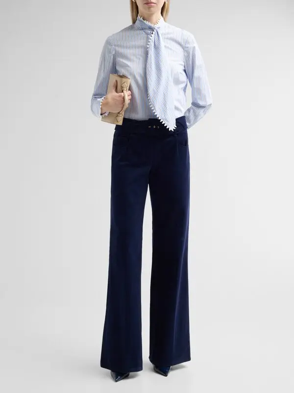 MAISON COMMON Belted Mid-rise Denim Trousers