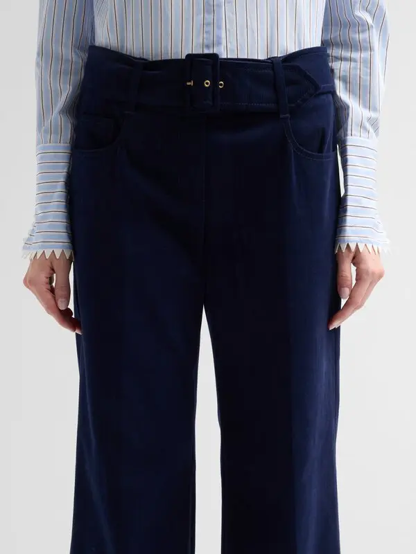 MAISON COMMON Belted Mid-rise Denim Trousers
