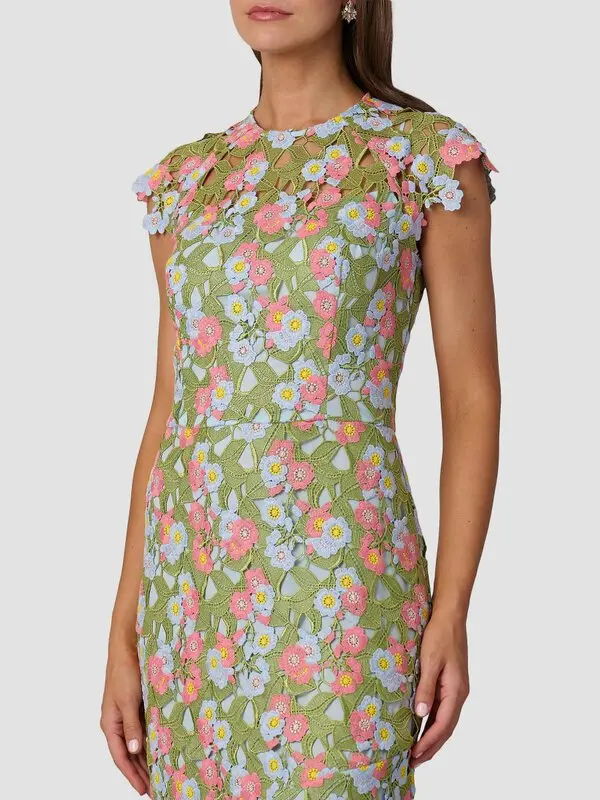 Shoshanna Raven Floral Guipure A-line Gown