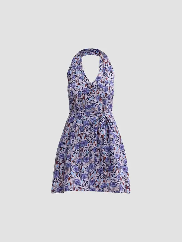 Rebecca Taylor Daphne Floral Cotton-silk A-line Minidress - Iris Multi
